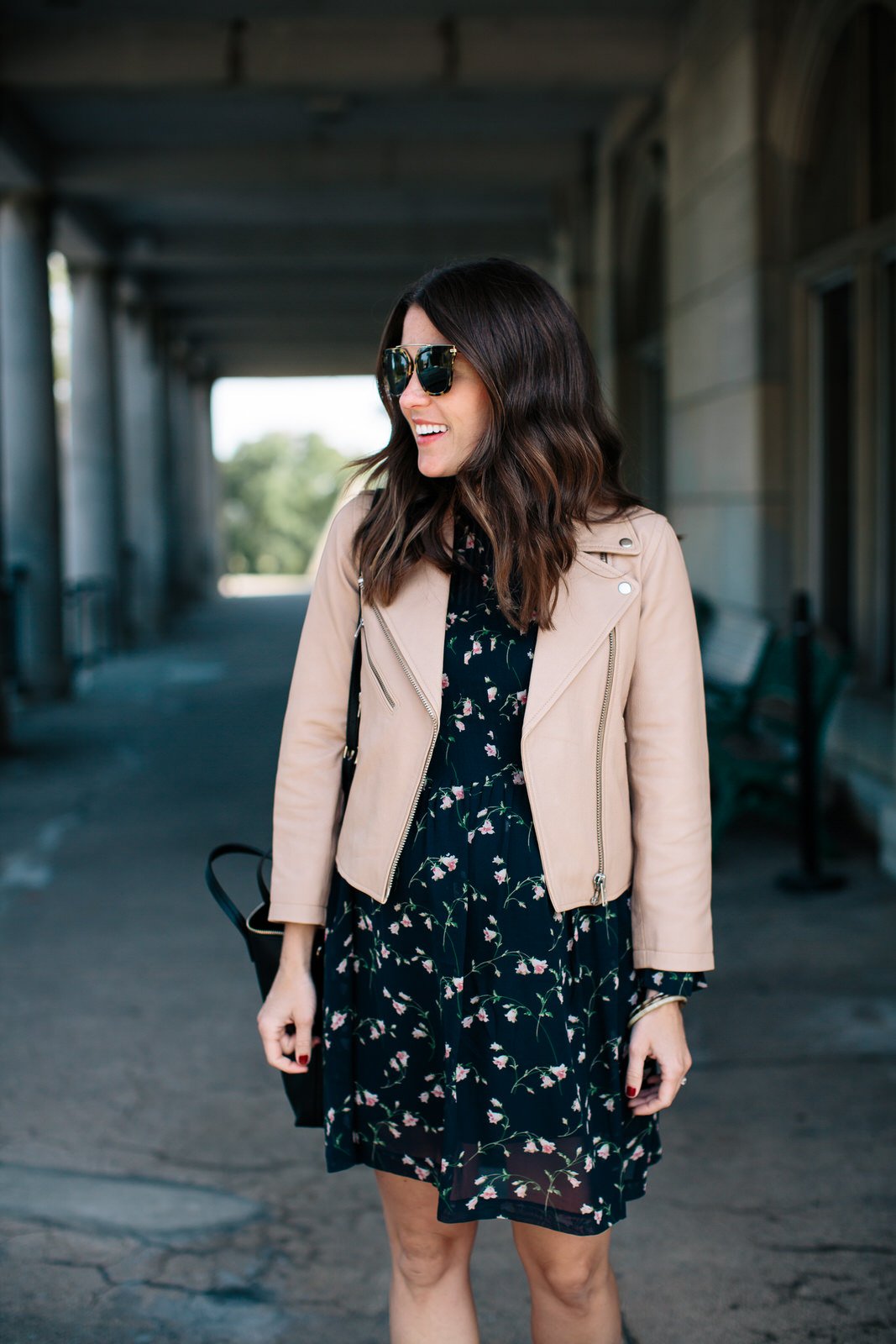 Club Monaco Dress and Madewell Leather Jacket - Fall Outfit Ideas