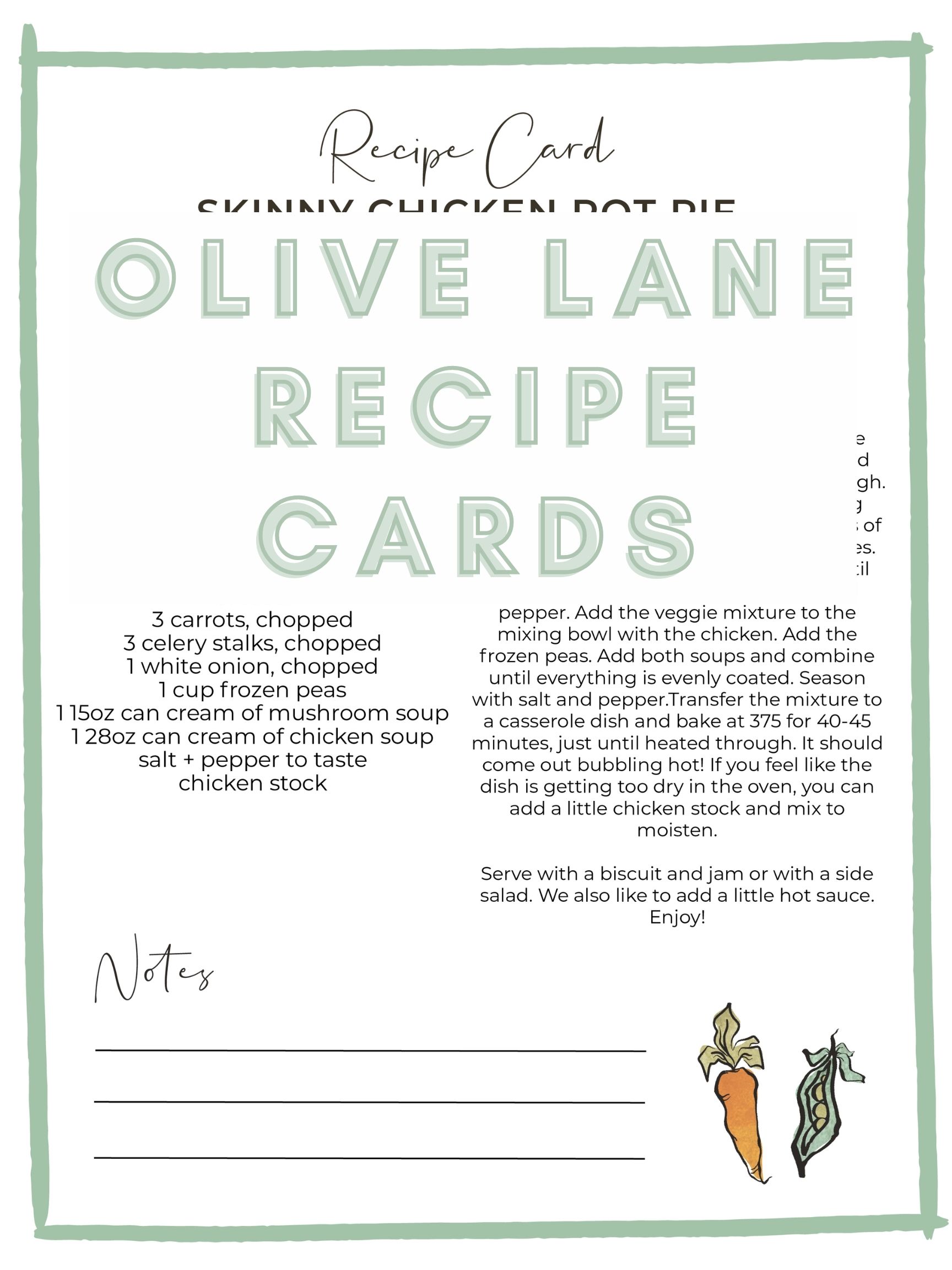 New Olive Lane Monthly Recipe Cards — Hello Adams Family